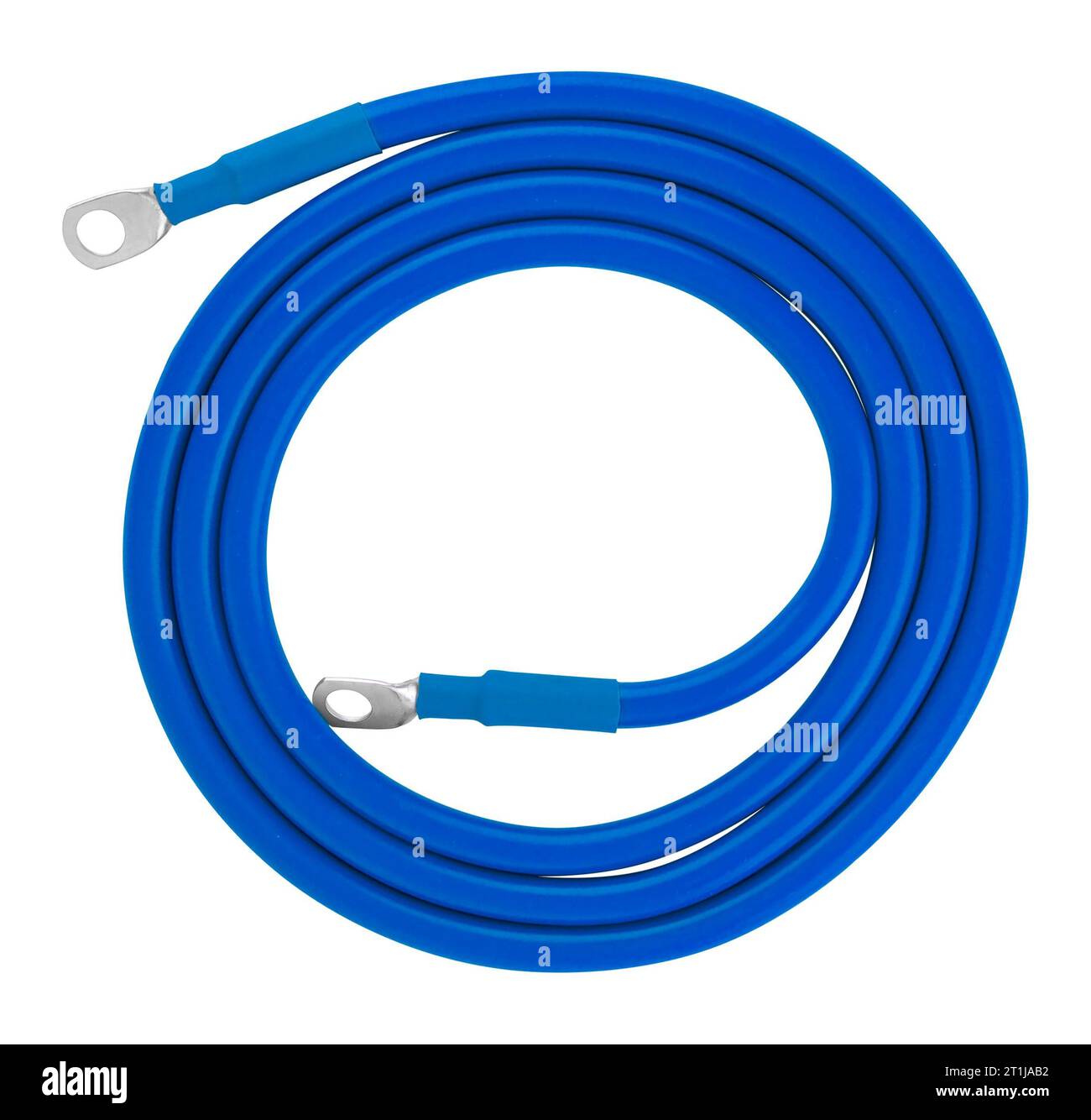 electrical cable with metal contacts, insulated on white background ...