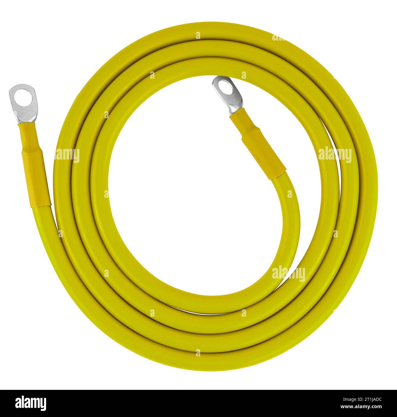 electrical cable with metal contacts, insulated on white background ...