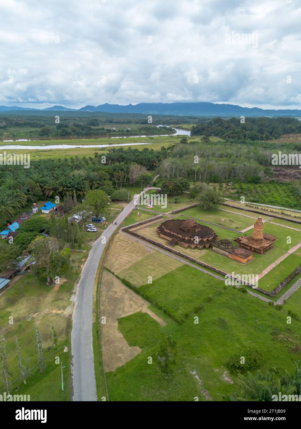 Aerial view of Muara Takus Temple in Riau province, Indonesia Stock ...