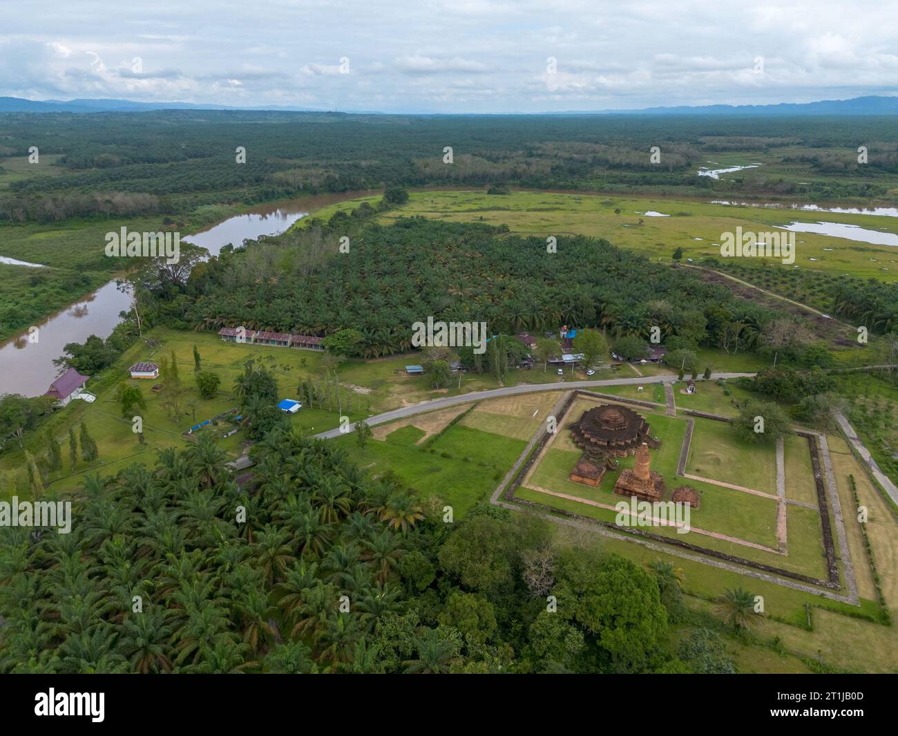 Aerial view of Muara Takus Temple in Riau province, Indonesia Stock ...