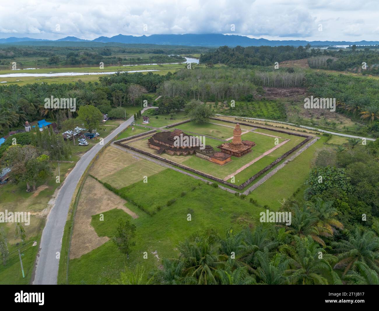 Aerial view of Muara Takus Temple in Riau province, Indonesia Stock ...