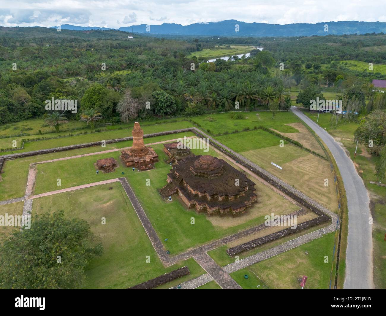 Aerial view of Muara Takus Temple in Riau province, Indonesia Stock ...