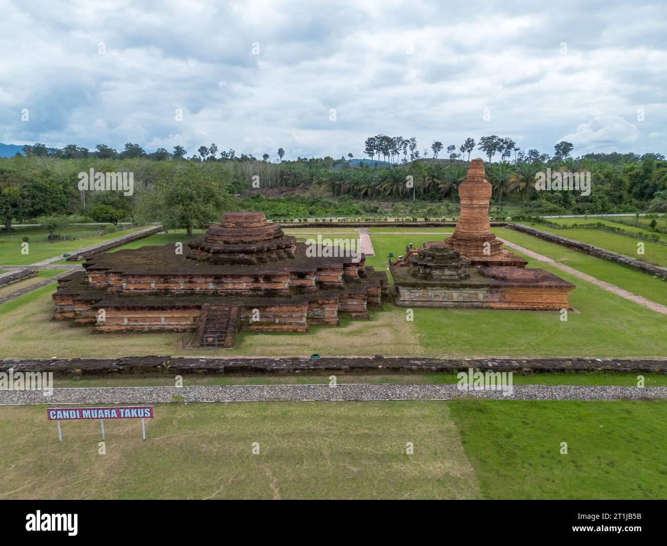 Aerial view of Muara Takus Temple in Riau province, Indonesia Stock ...