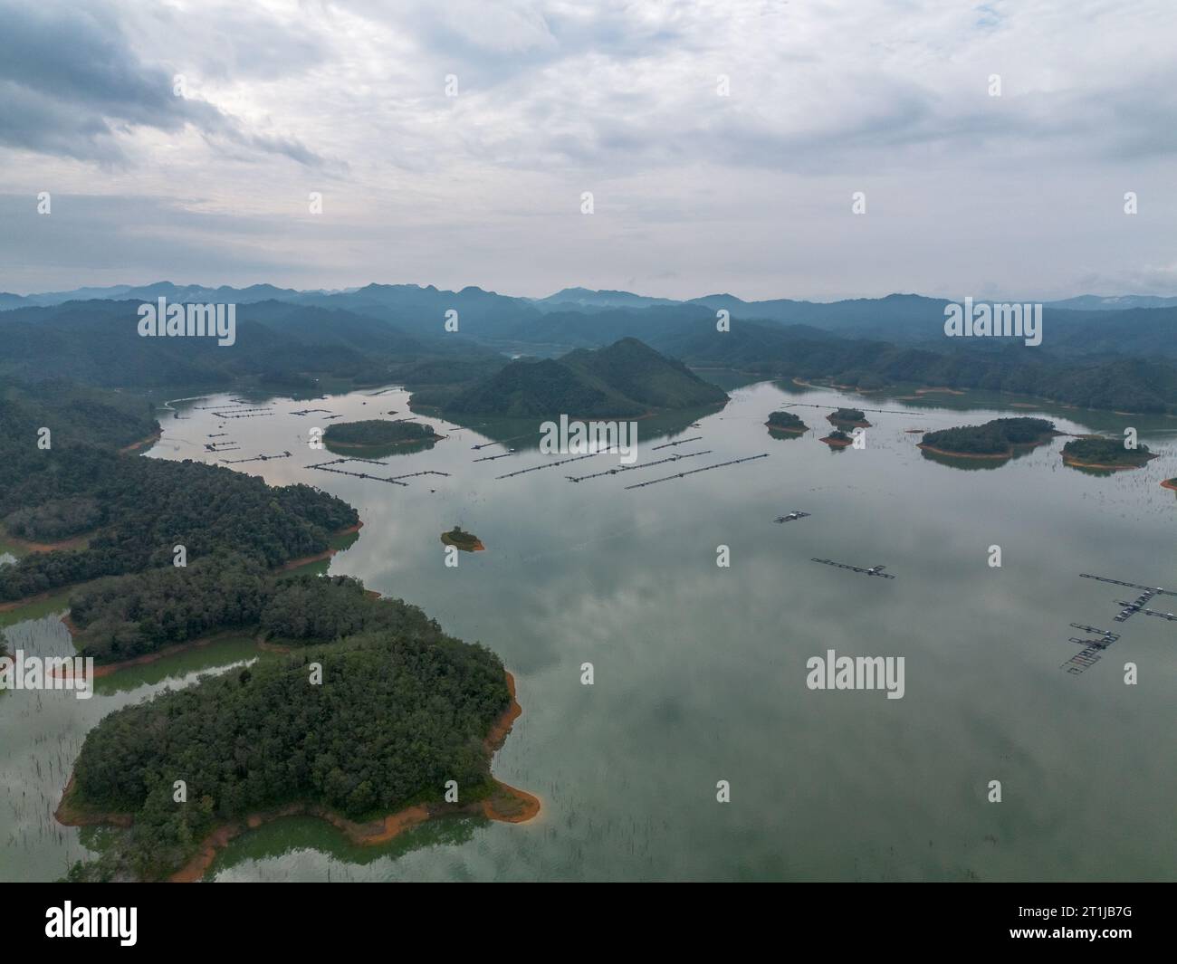 Aerial view of Ulu Kasok Riau tourist attraction, the Raja Ampat ...