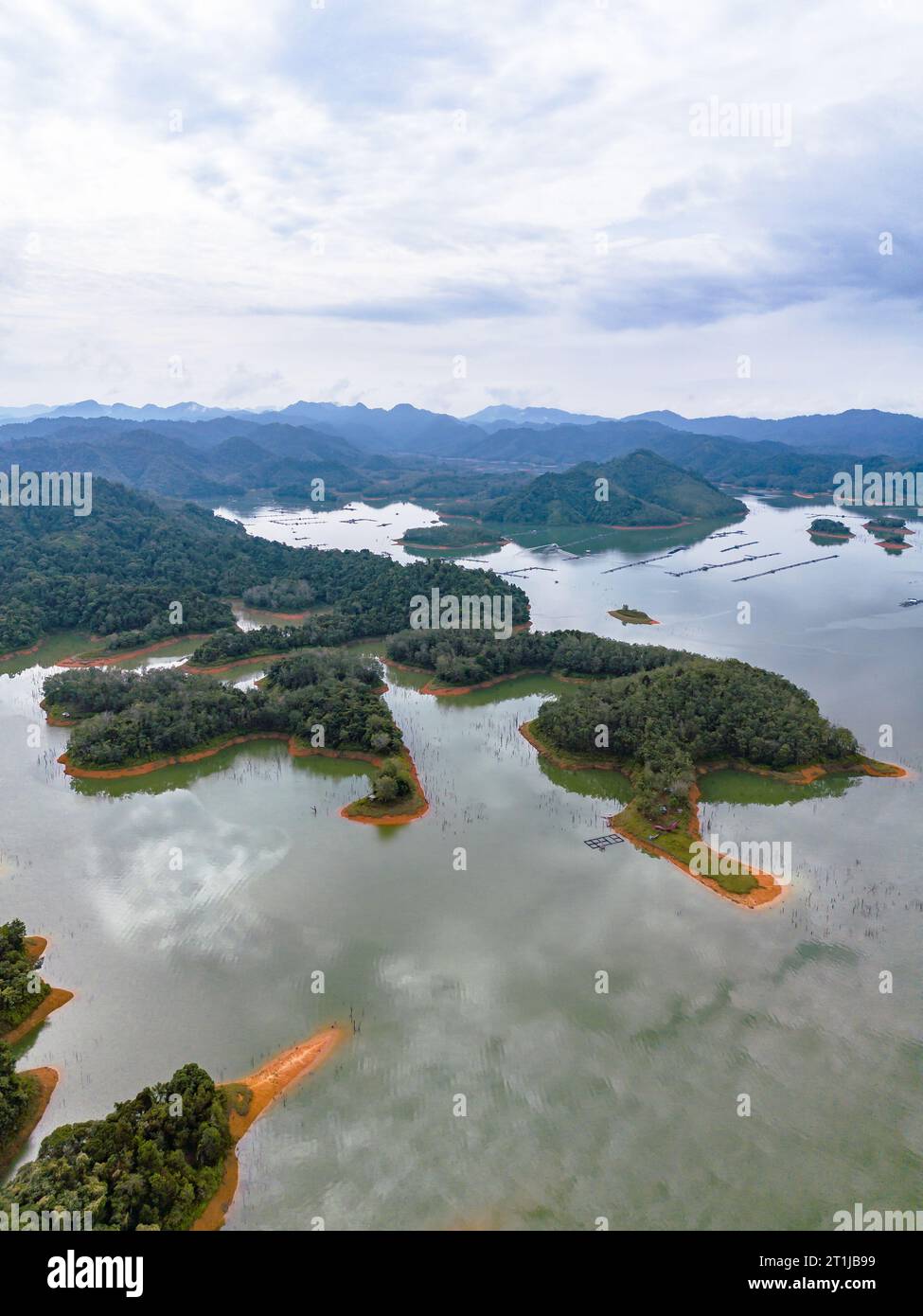 Aerial view of Ulu Kasok Riau tourist attraction, the Raja Ampat ...