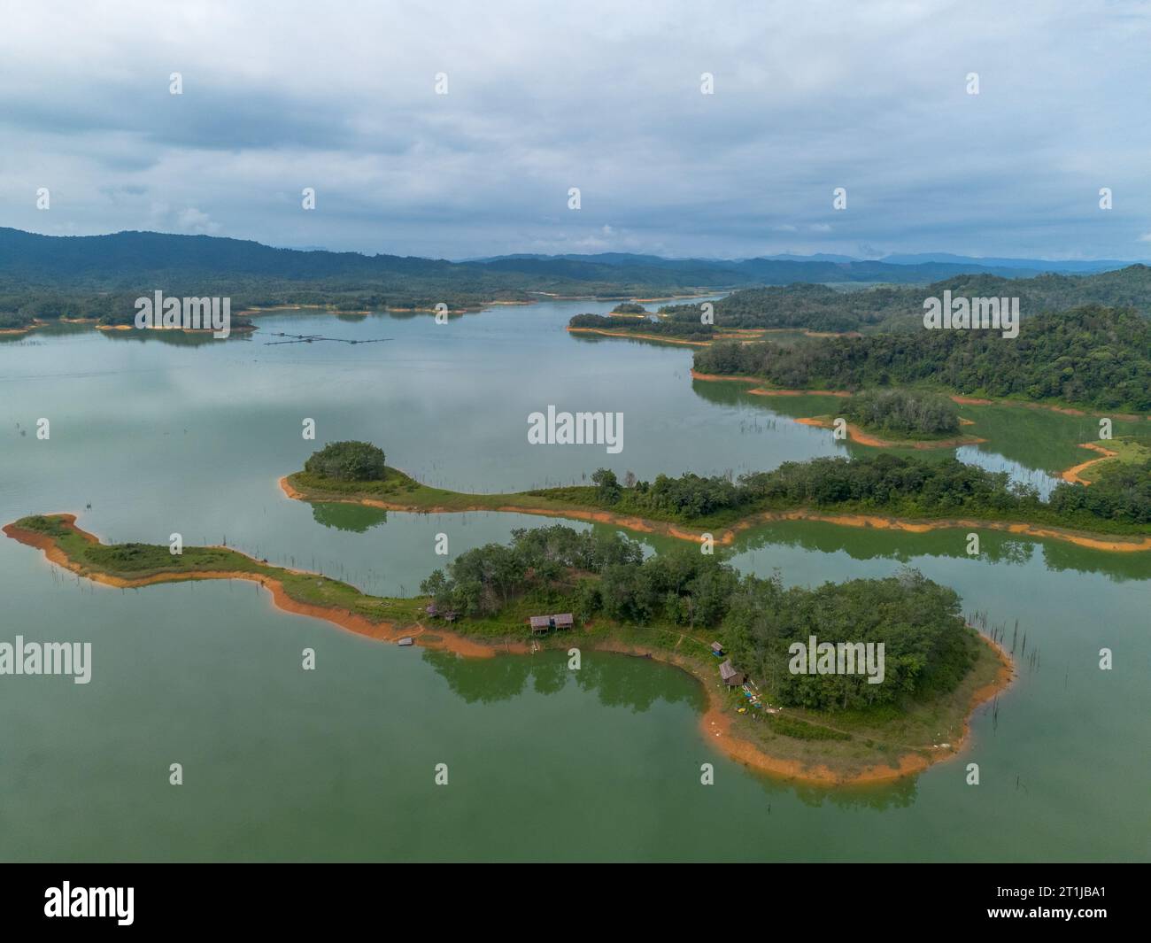 Aerial view of Ulu Kasok Riau tourist attraction, the Raja Ampat ...