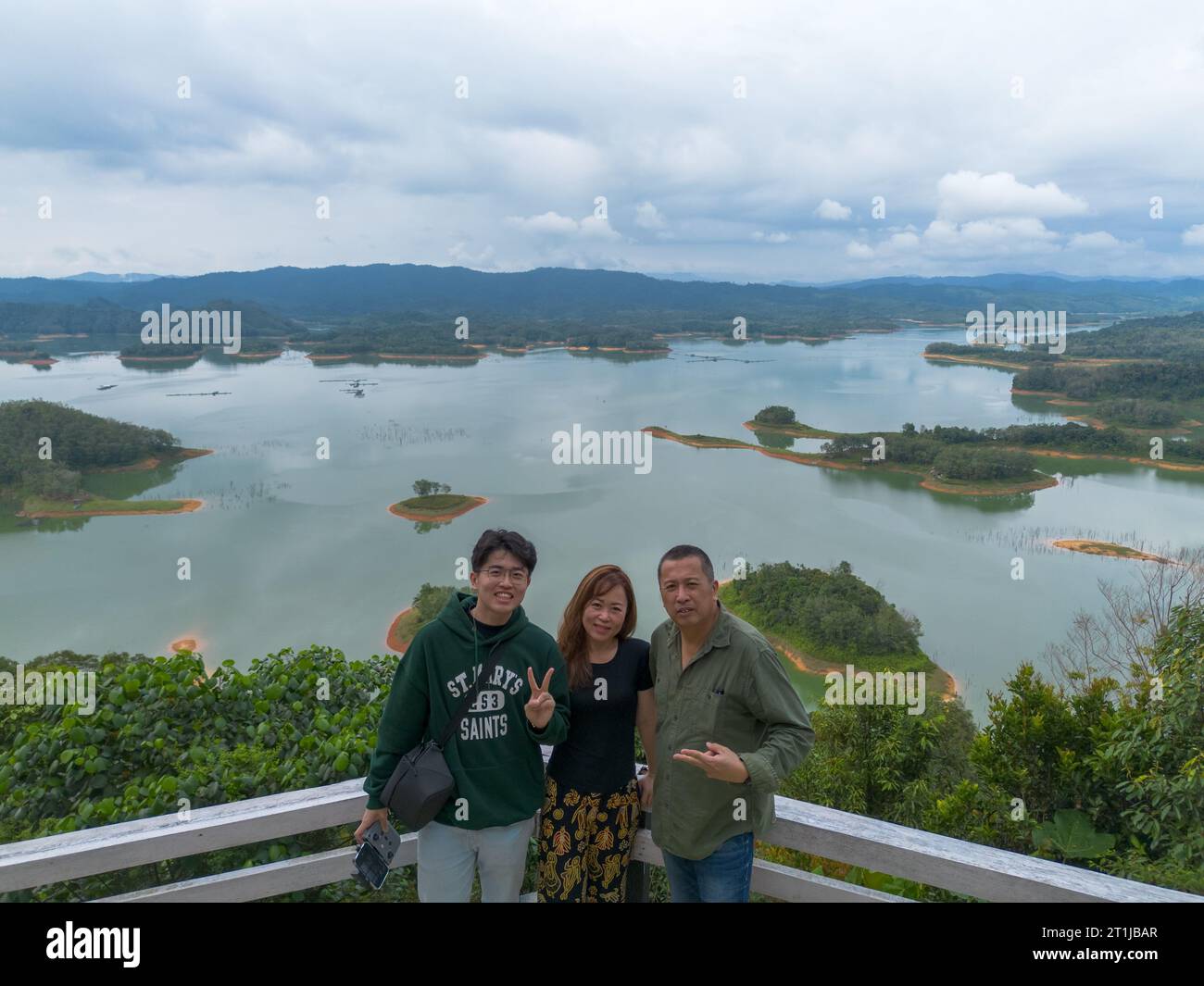 Aerial view of Ulu Kasok Riau tourist attraction, the Raja Ampat ...