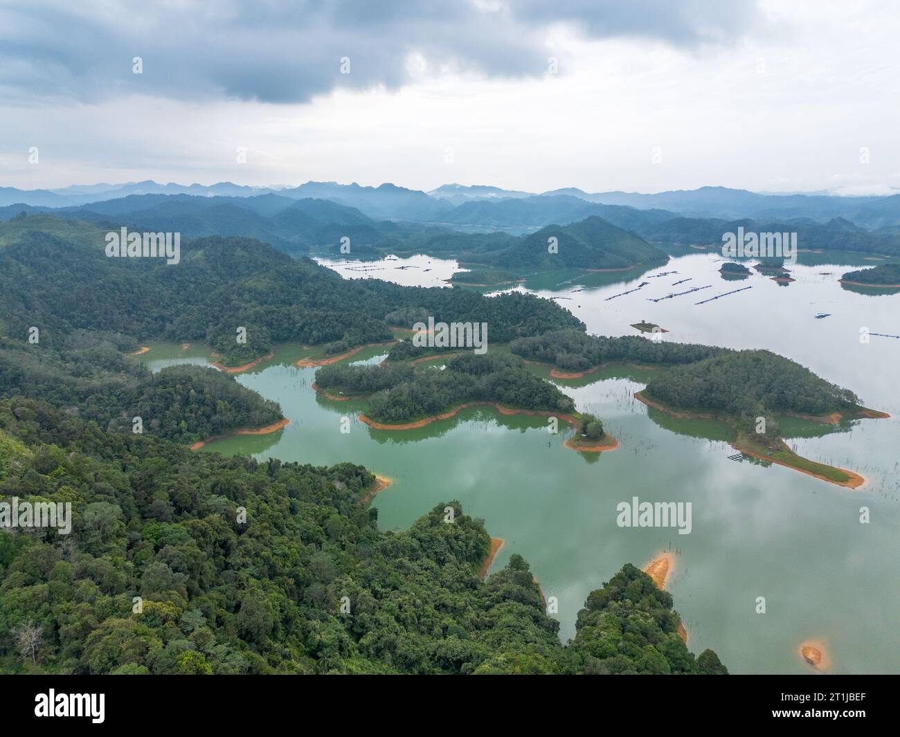 Aerial view of Ulu Kasok Riau tourist attraction, the Raja Ampat ...