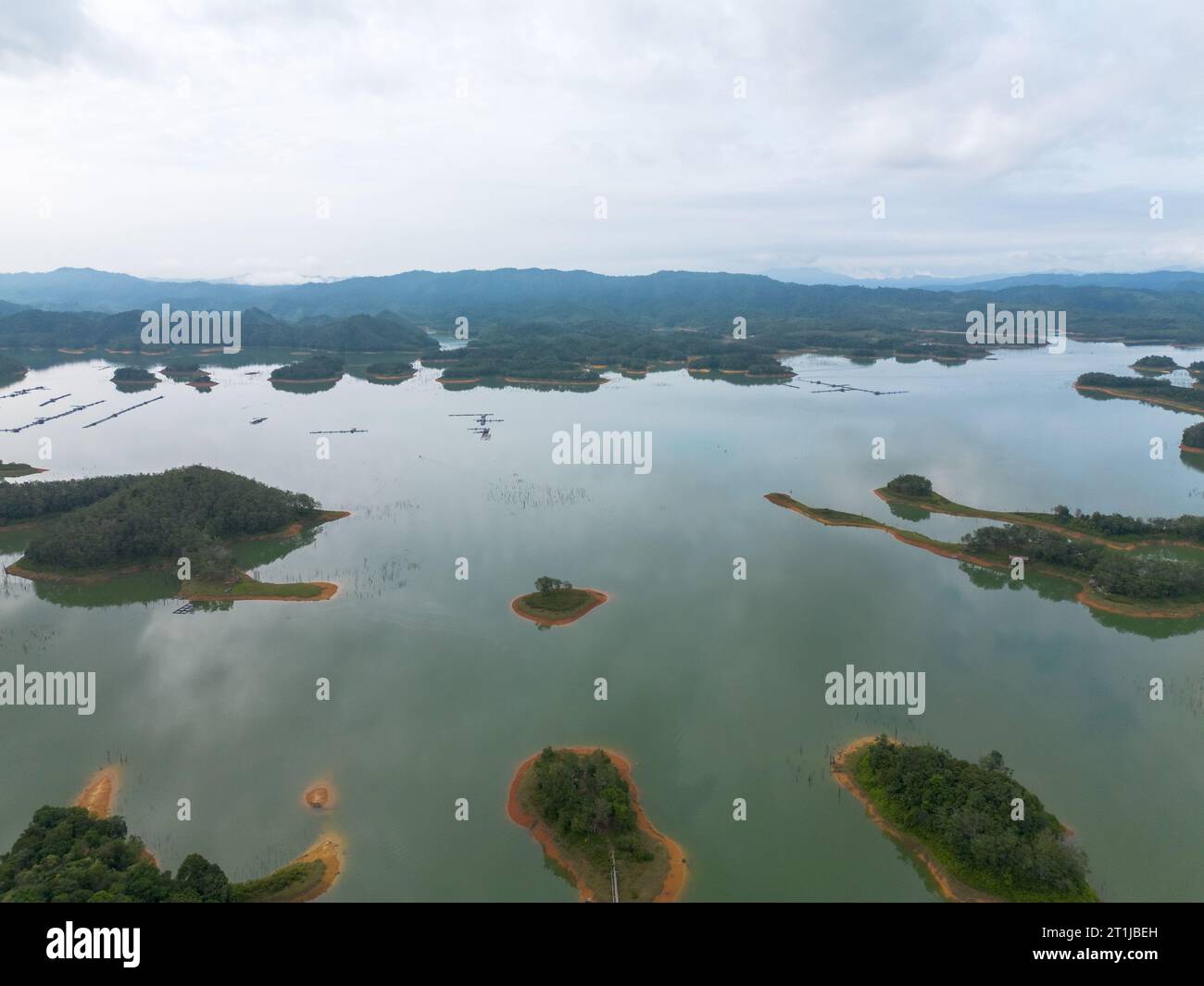 Aerial view of Ulu Kasok Riau tourist attraction, the Raja Ampat ...
