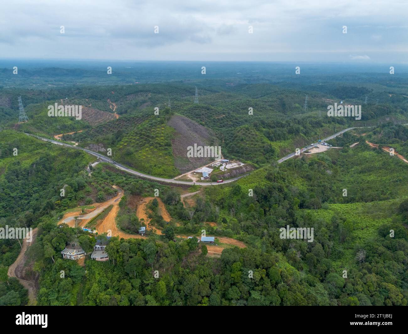 Aerial view of Ulu Kasok Riau tourist attraction, the Raja Ampat ...