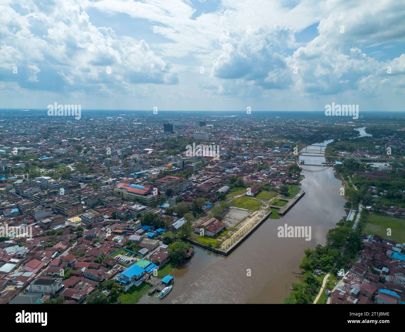 Aerial View of Pekanbaru city skyline. The capital city of Riau ...