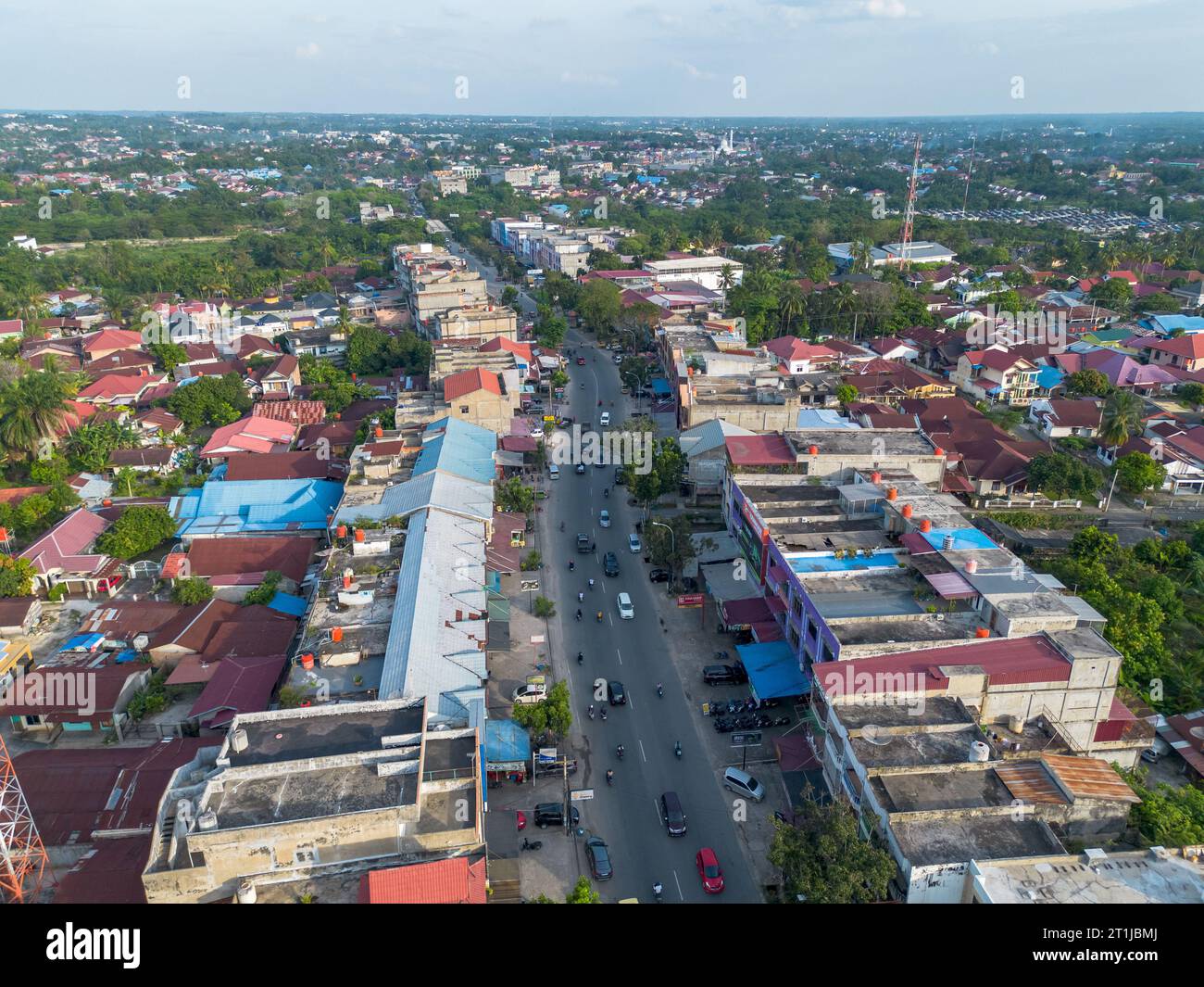 Aerial View of Pekanbaru city skyline. The capital city of Riau ...