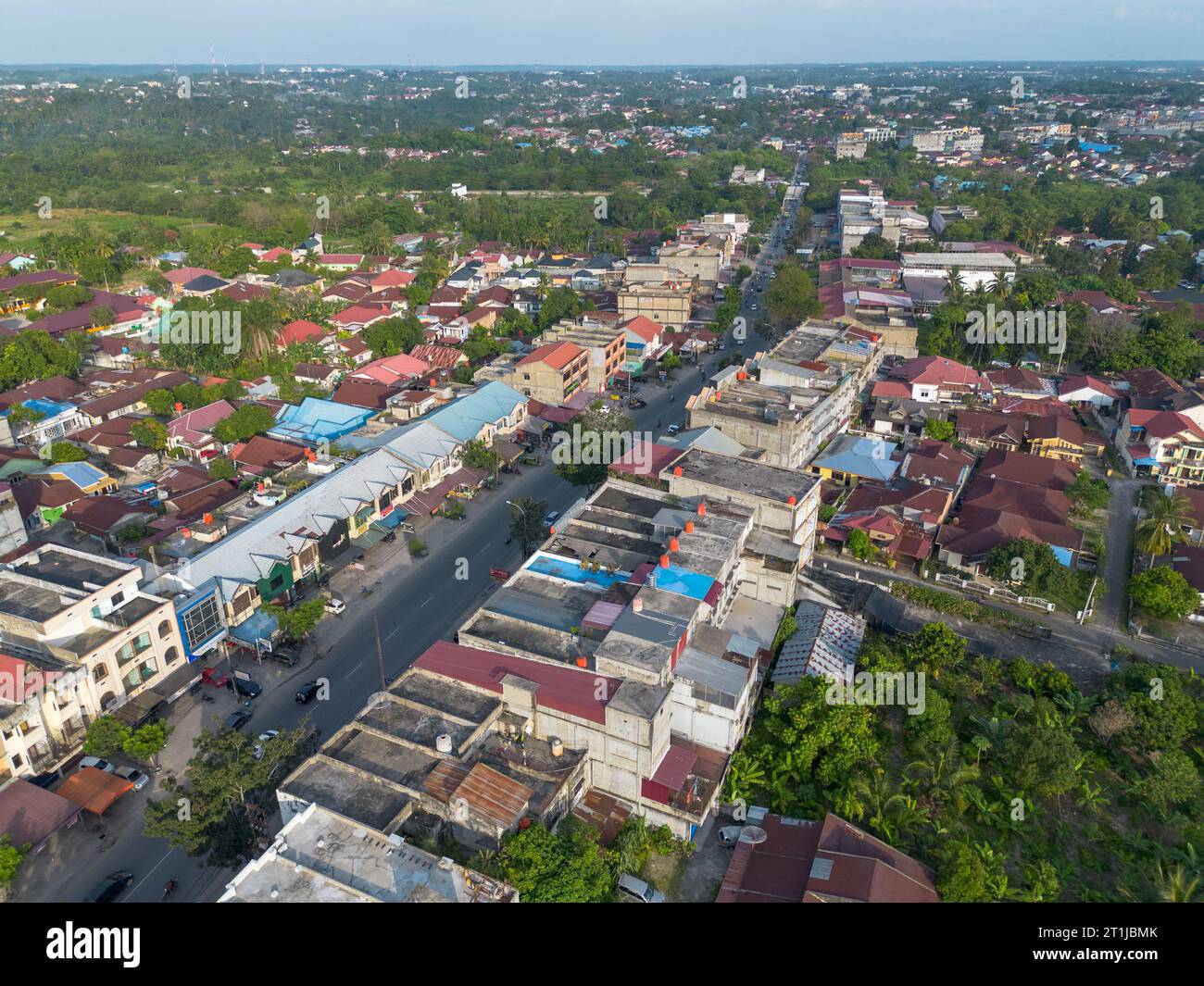 Aerial View of Pekanbaru city skyline. The capital city of Riau ...