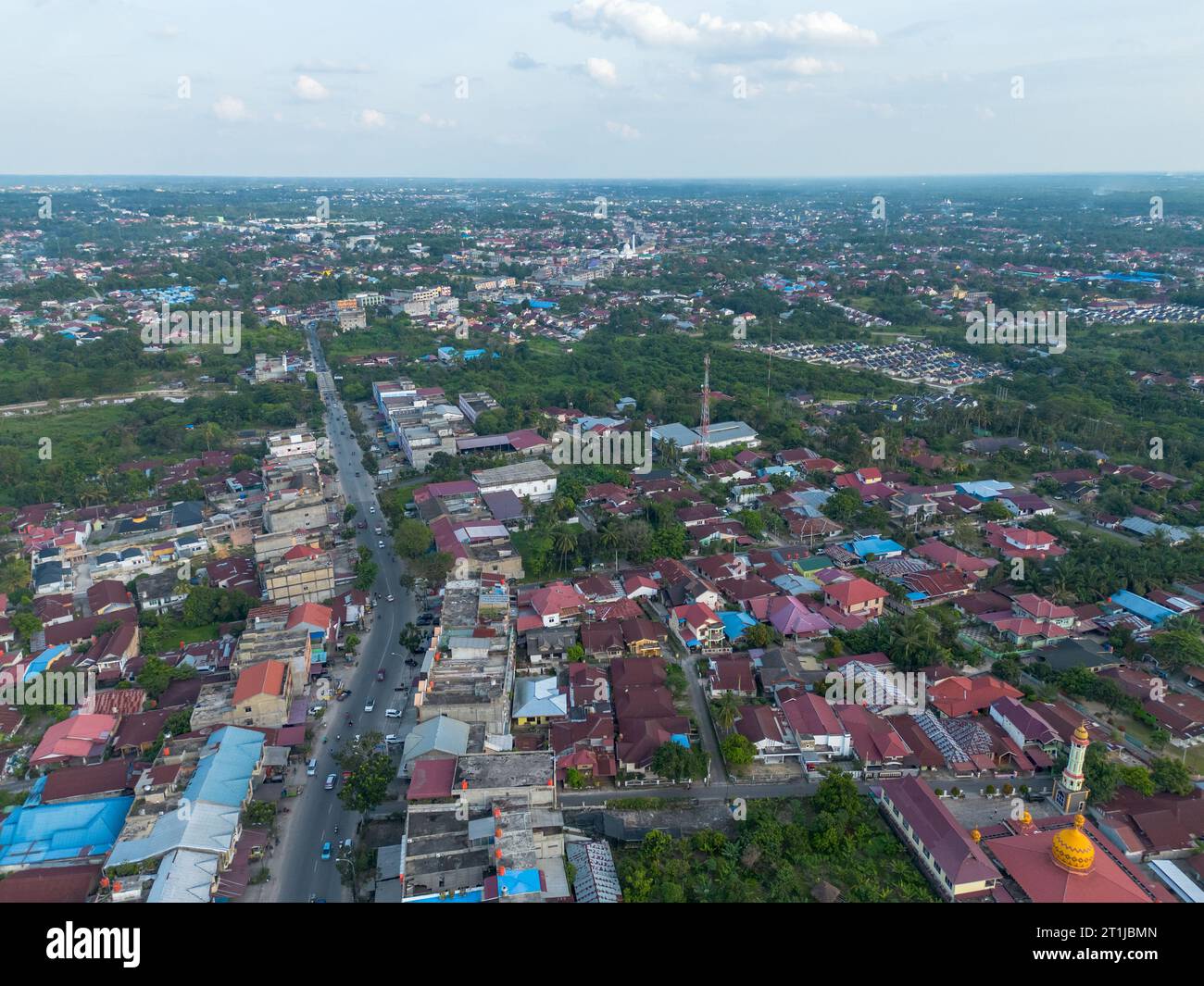 Aerial View of Pekanbaru city skyline. The capital city of Riau ...