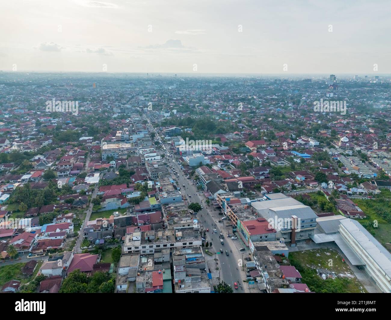 Aerial View of Pekanbaru city skyline. The capital city of Riau ...