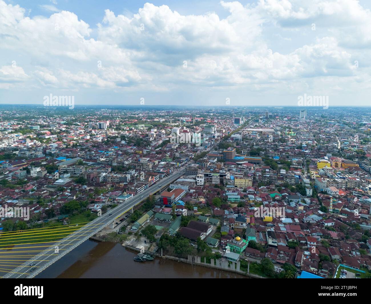 Aerial View of Pekanbaru city skyline. The capital city of Riau ...