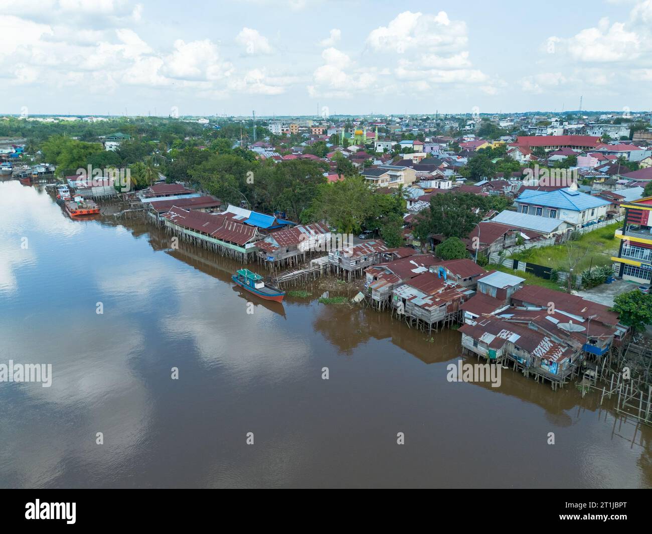 Aerial View of Pekanbaru city skyline. The capital city of Riau ...
