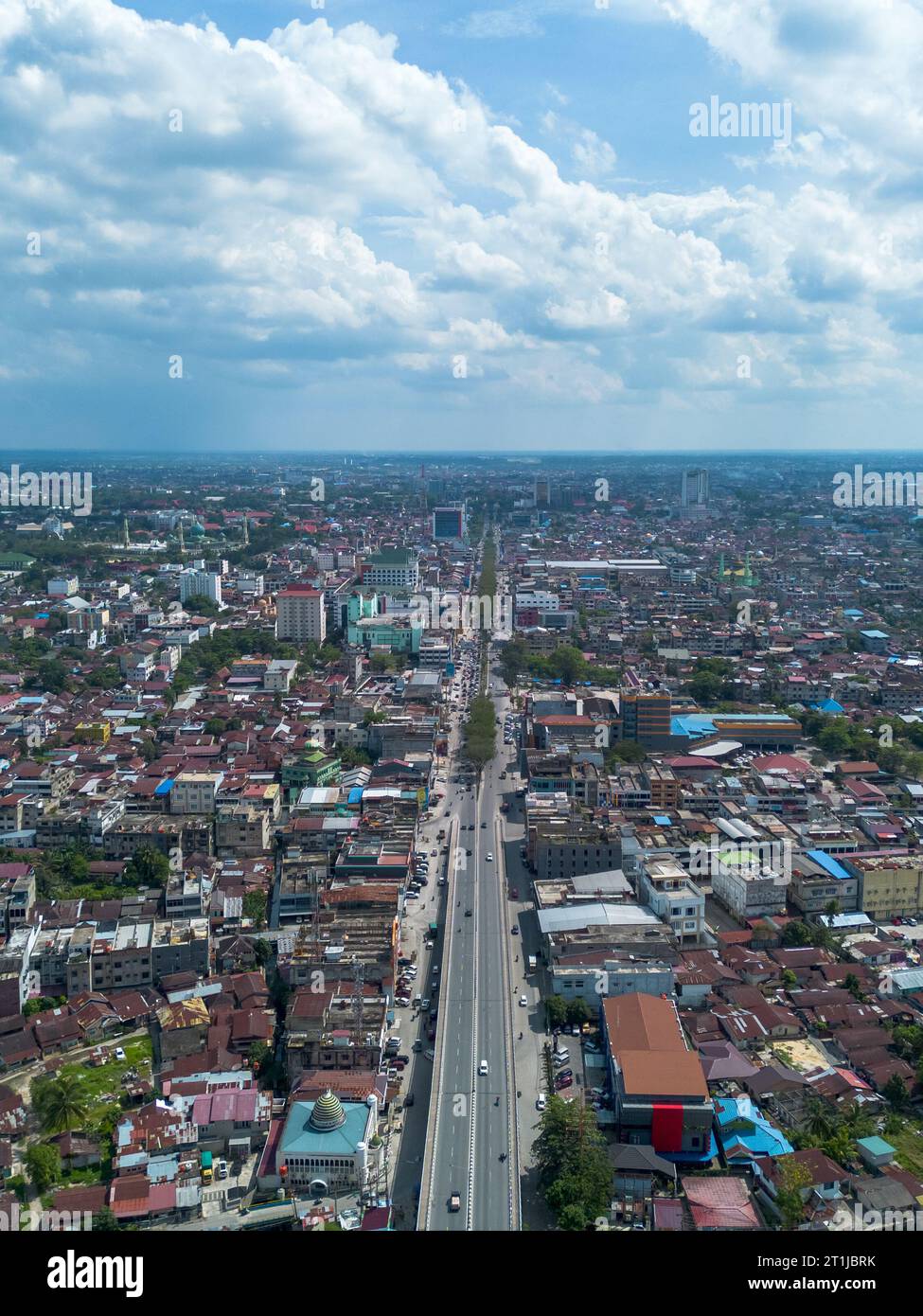 Aerial View of Pekanbaru city skyline. The capital city of Riau ...