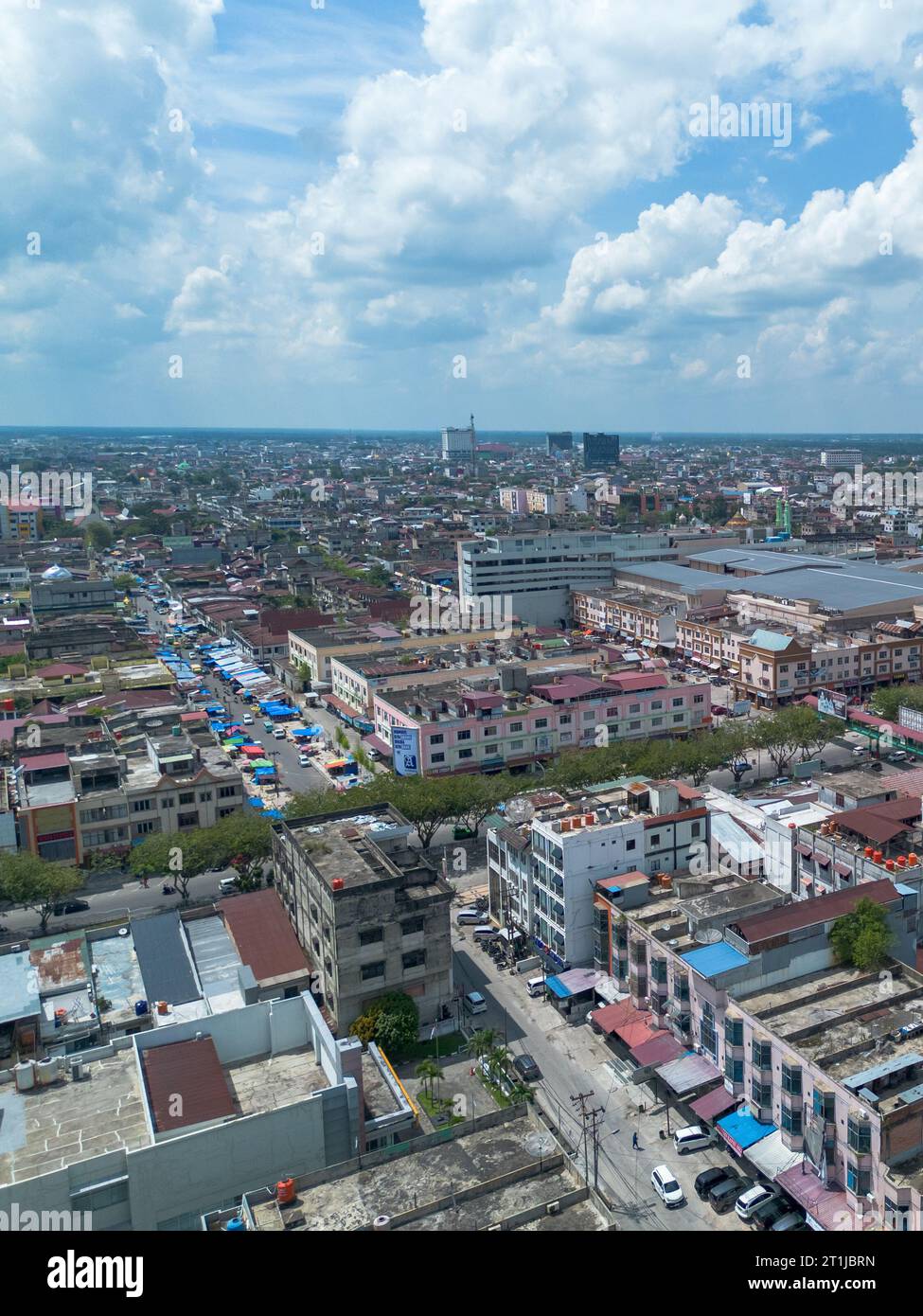 Aerial View of Pekanbaru city skyline. The capital city of Riau ...