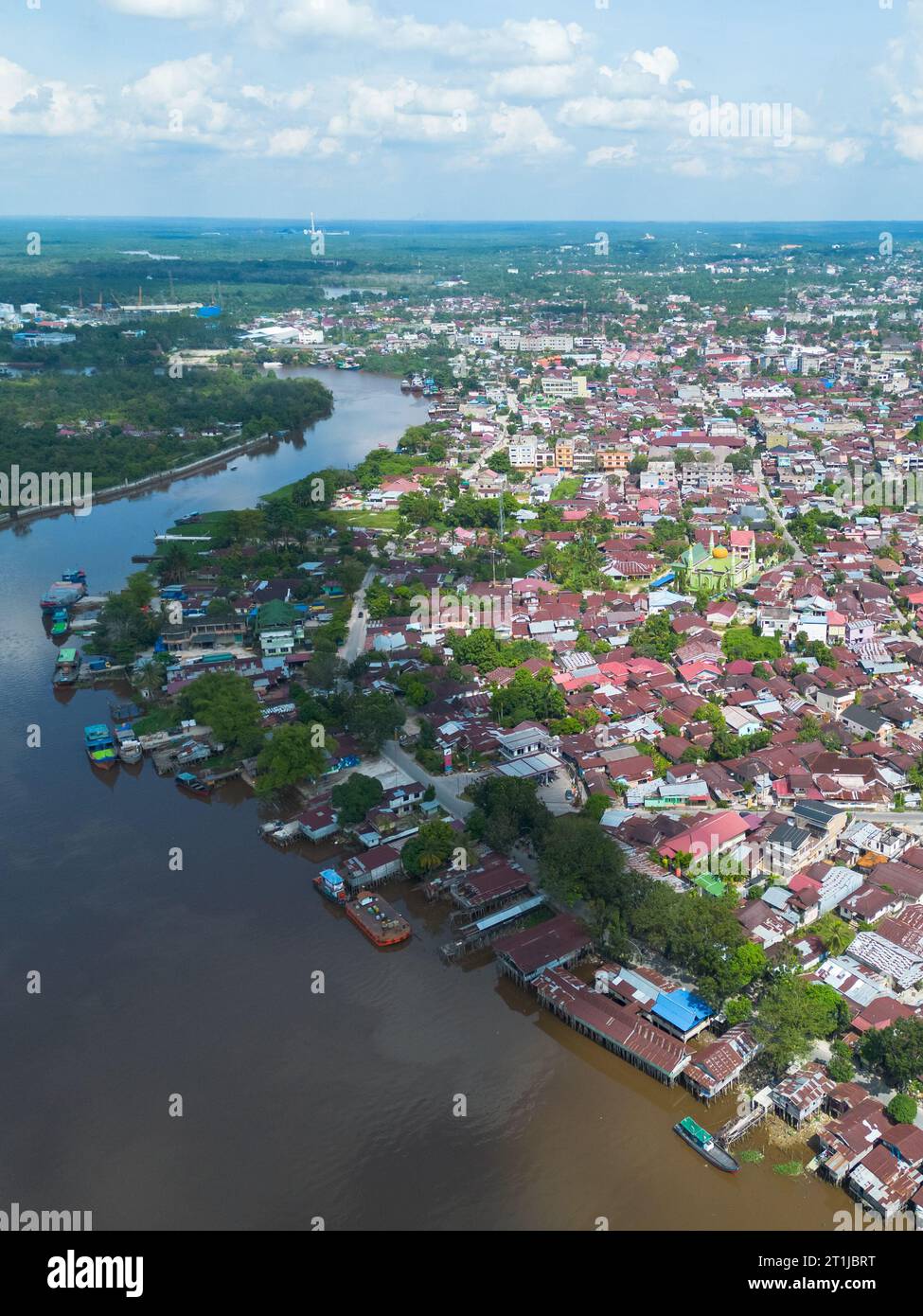 Aerial View of Pekanbaru city skyline. The capital city of Riau ...