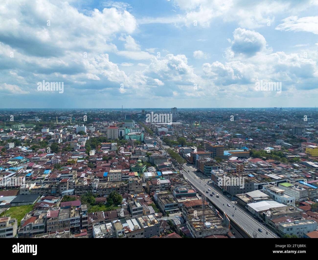 Aerial View of Pekanbaru city skyline. The capital city of Riau ...