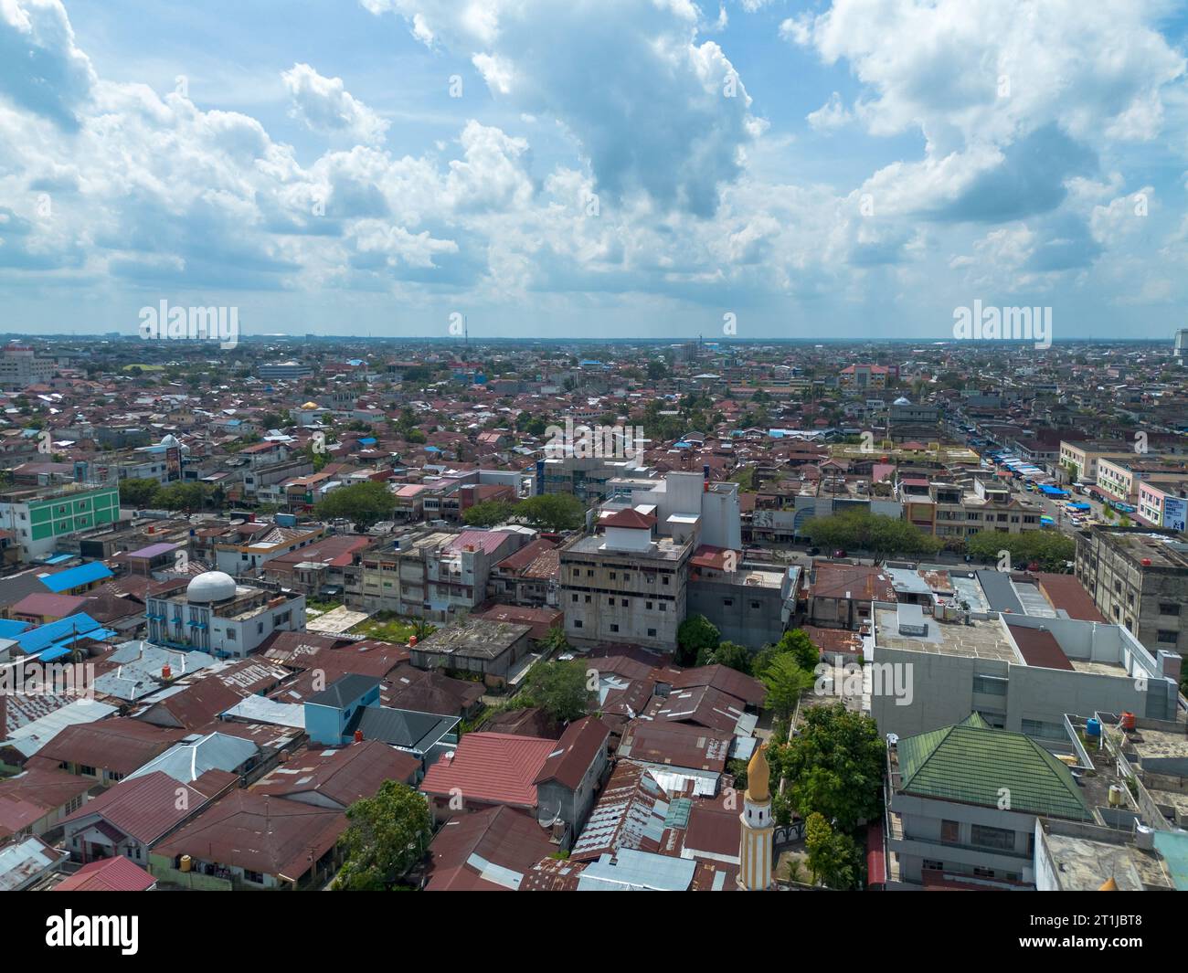 Aerial View of Pekanbaru city skyline. The capital city of Riau ...