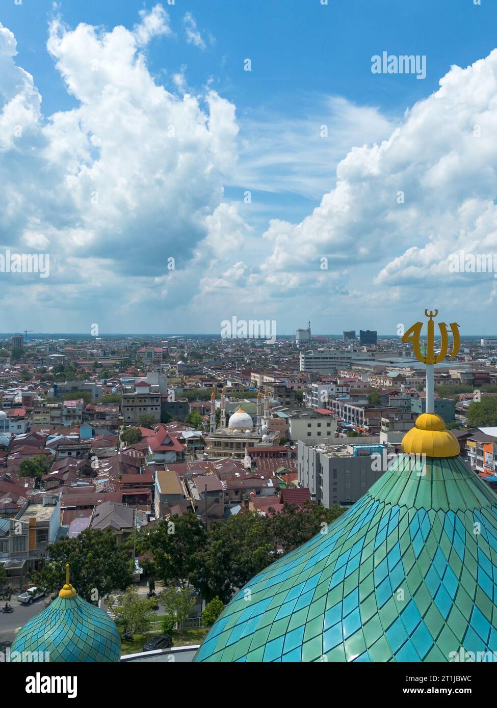 Aerial View of An Nur Great Mosque, Pekanbaru, Riau, Indonesia with ...