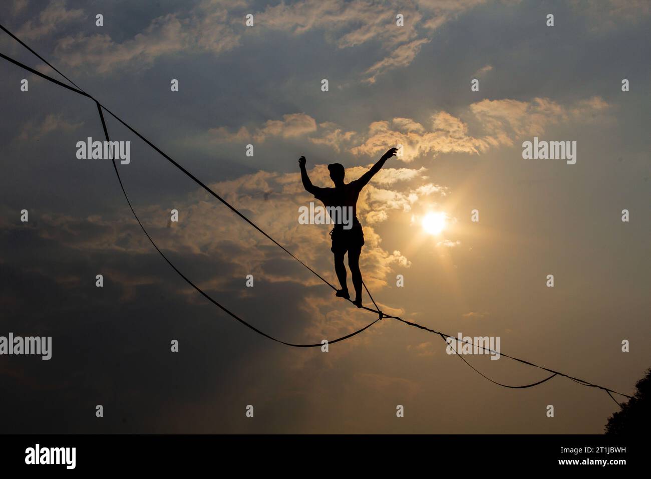 Bandung, West Java, Indonesia. 14th Oct, 2023. Participant walks on a ...