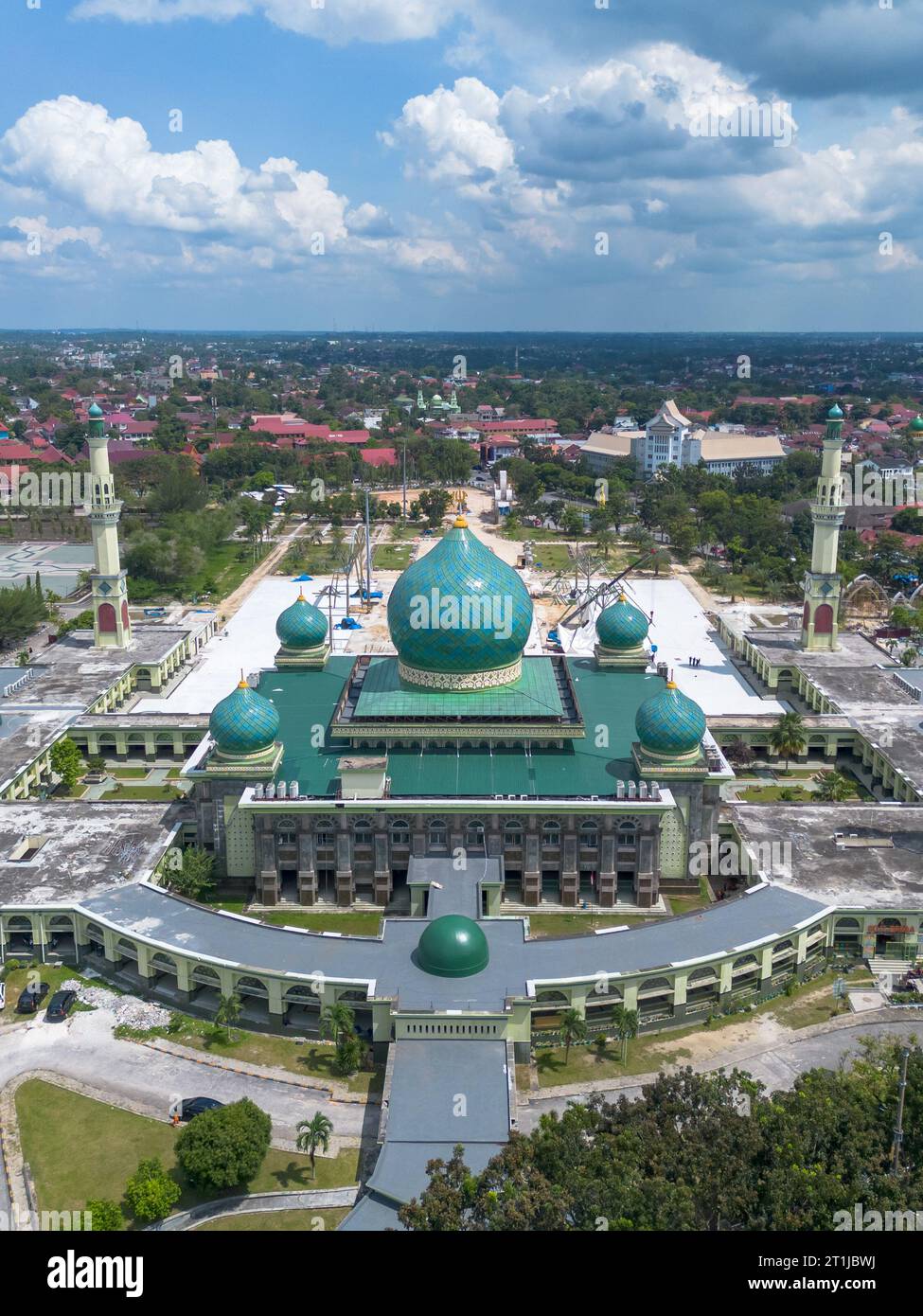 Aerial View of An Nur Great Mosque, Pekanbaru, Riau, Indonesia with ...