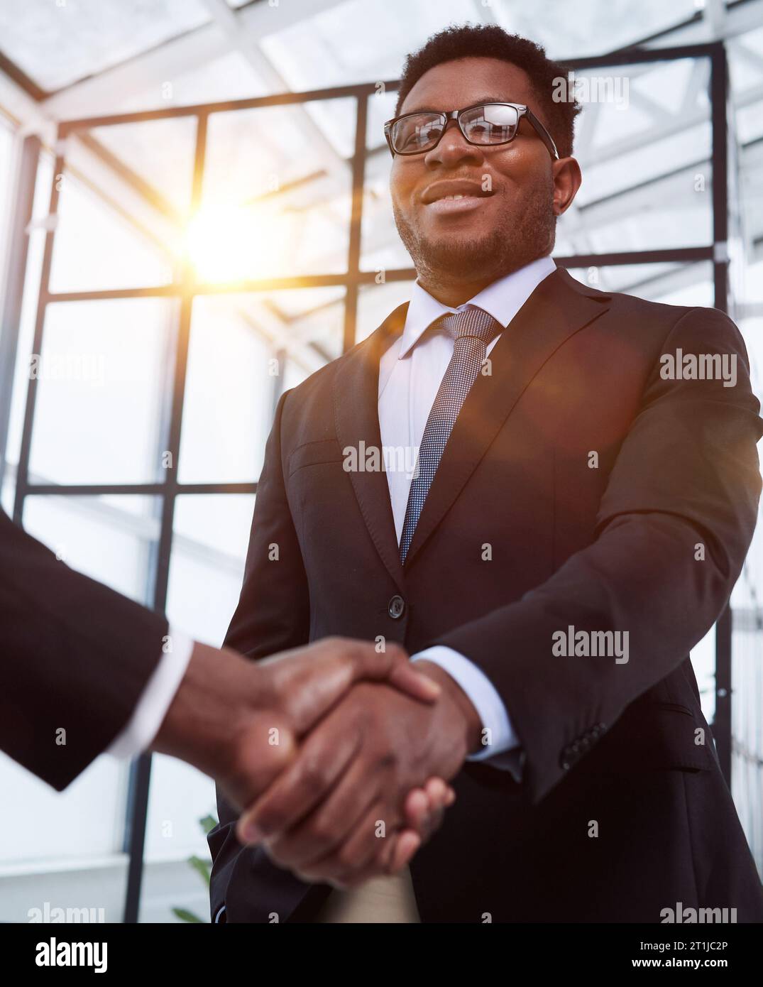 Two business men shaking hands together after successful meeting Stock ...