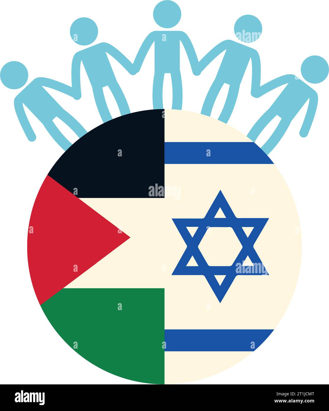 palestine and israel flags with people silhouette Stock Vector Image ...
