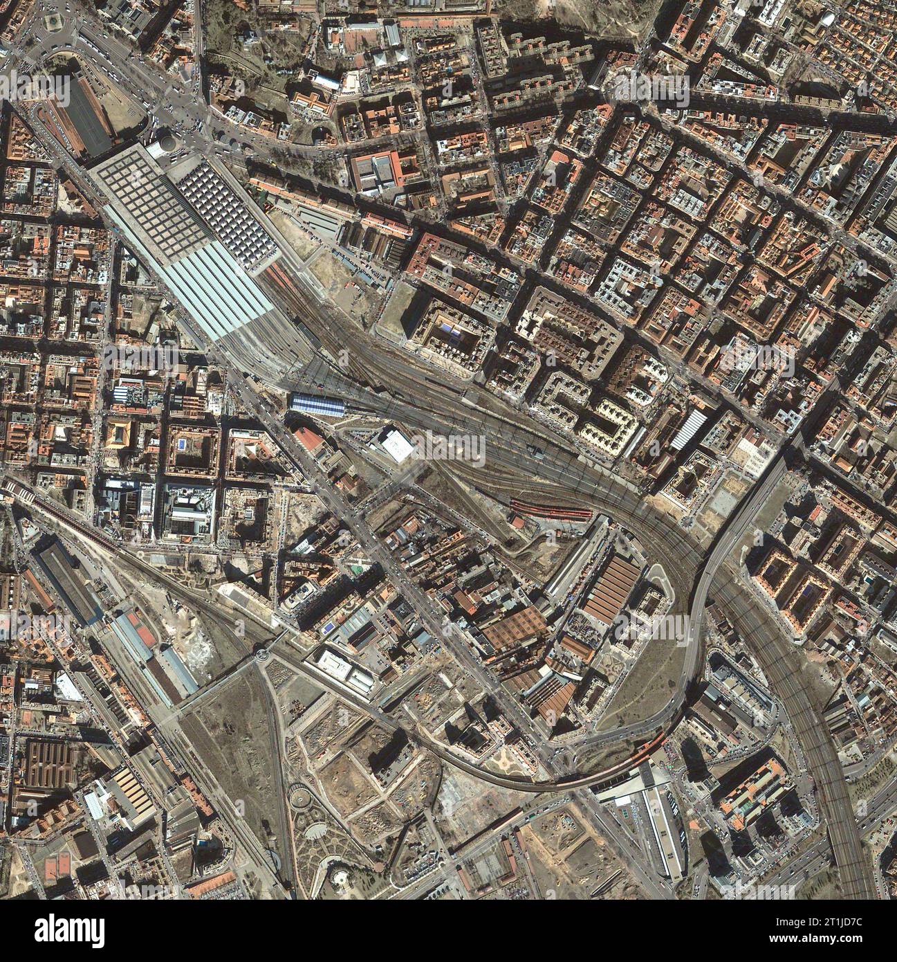 Town, buildings and top view of earth map with nature, water and ...