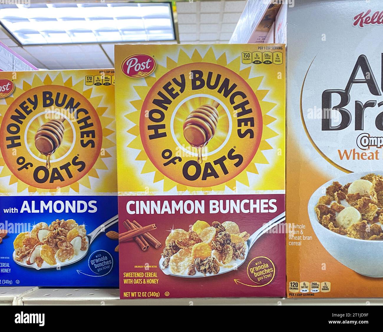 New York, USA. 13th Oct, 2023. Honey Bunches of Oats for sale next to ...