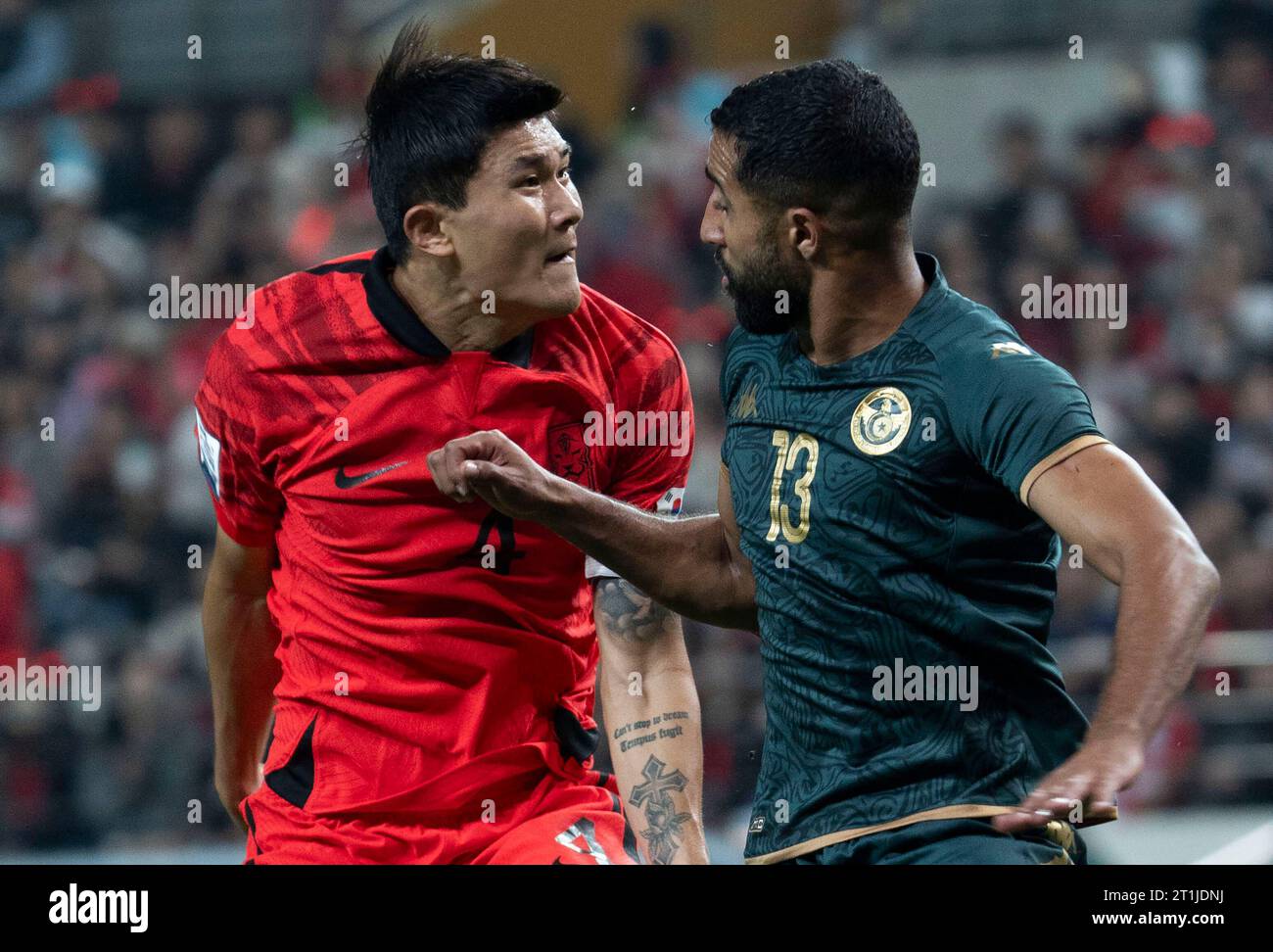 Seoul, South Korea. 13th Oct, 2023. South Korean player Kim Min-jae (4 ...