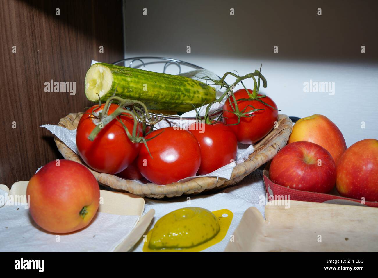 Vegetables in the kitchen are overripe and moldy, forgotten and rotten ...