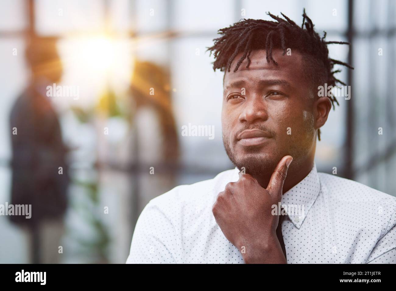 Portrait African American single bachelor male. Successful millennial ...