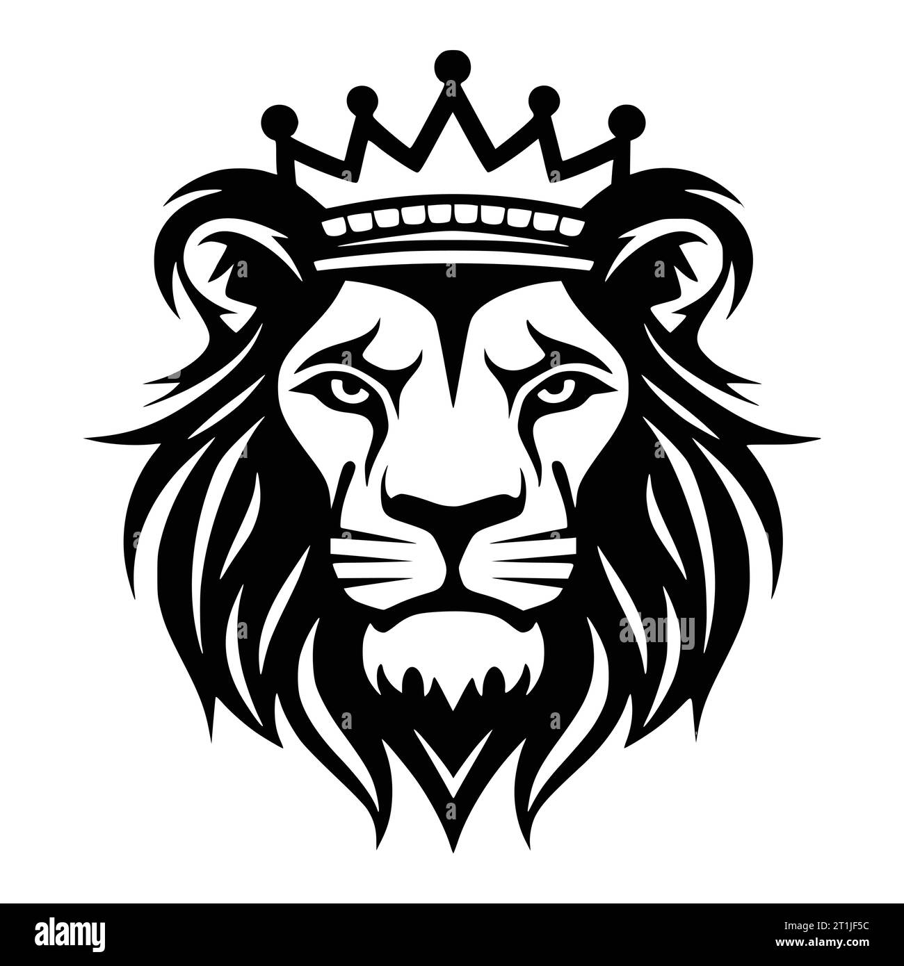 lion wild animal head with crown illustration for logo, mascot or ...