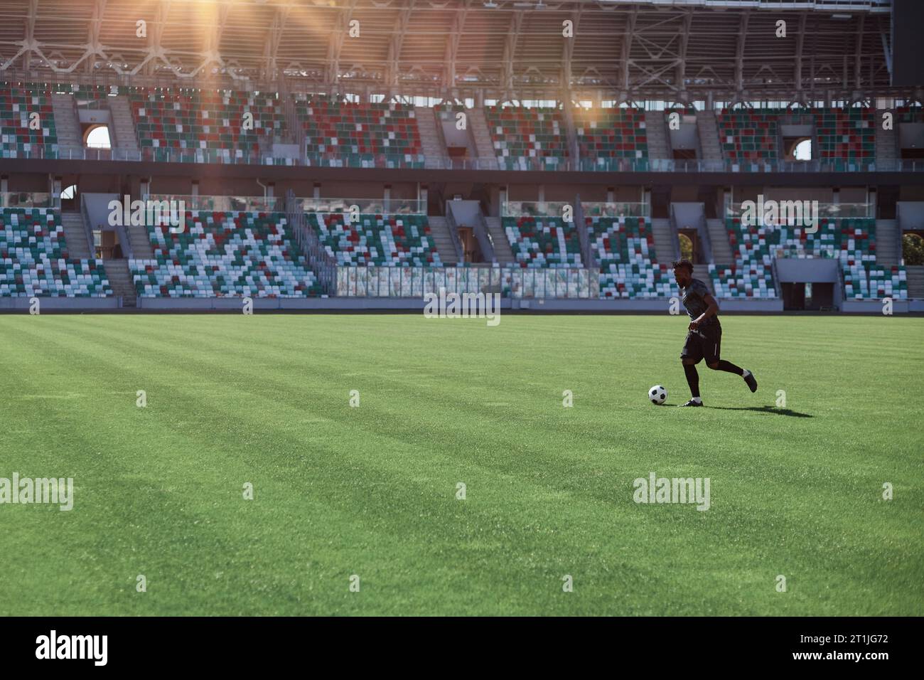 Professional football player in action at the stadium Stock Photo - Alamy