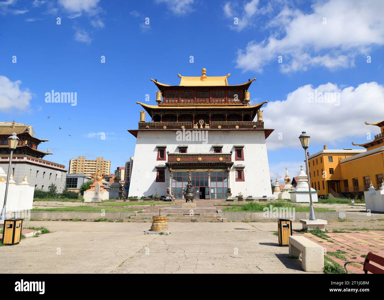 Facade of Gandan Monastery, Ulaanbaatar Stock Photo - Alamy