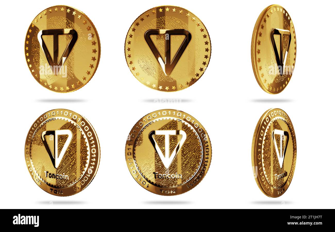 Toncoin TON cryptocurrency isolated gold coin on green screen ...