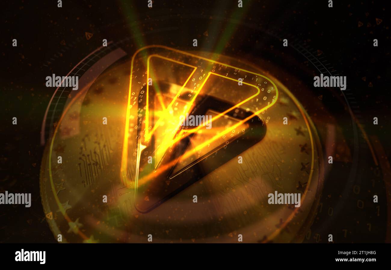 Toncoin TON cryptocurrency gold coin on green screen background ...