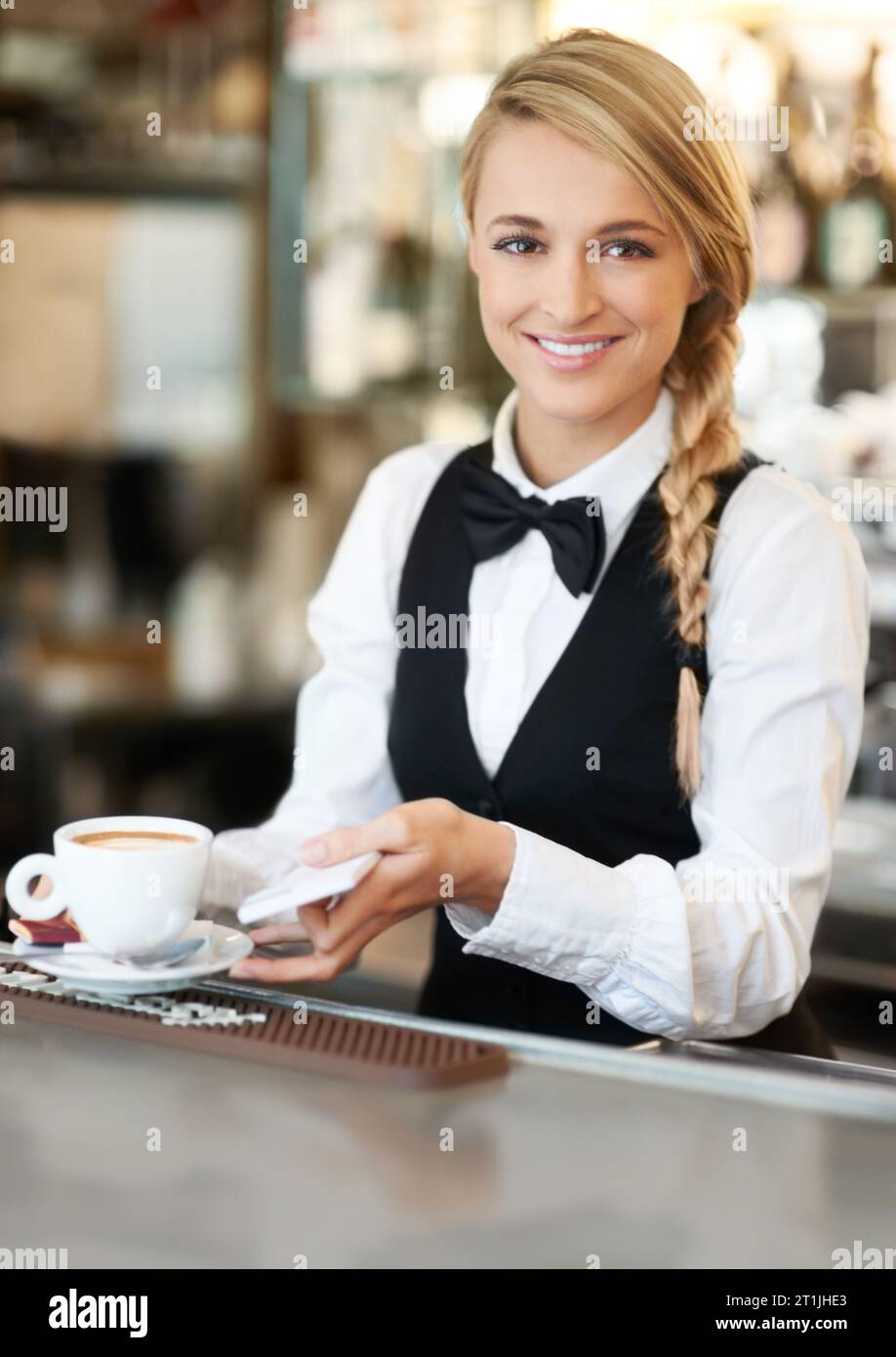 Woman female waitress server employee working worker hi-res stock ...