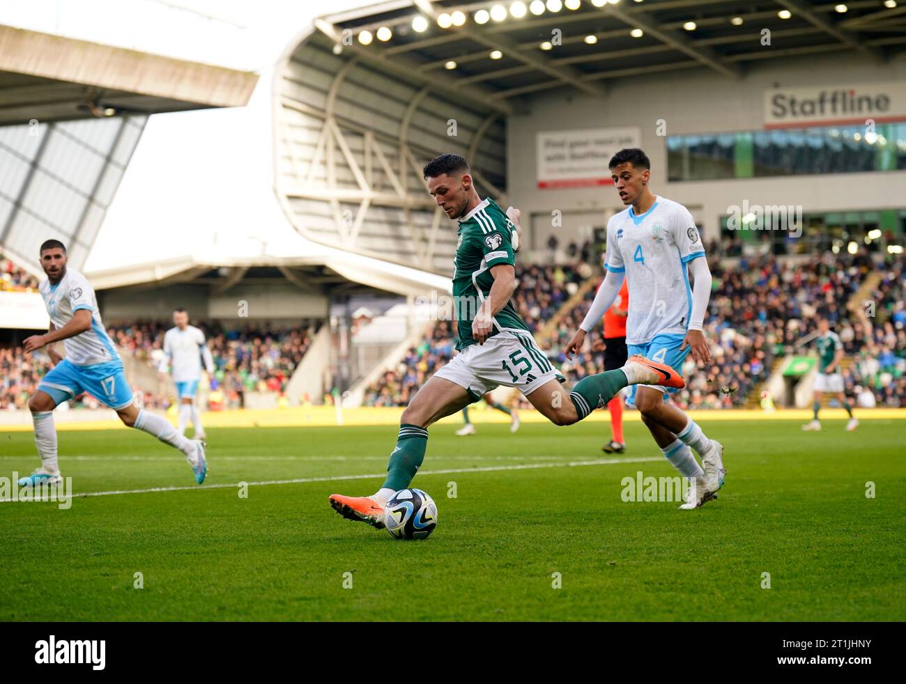 Northern Ireland's Jordan Thompson during the UEFA Euro 2024 Qualifying ...