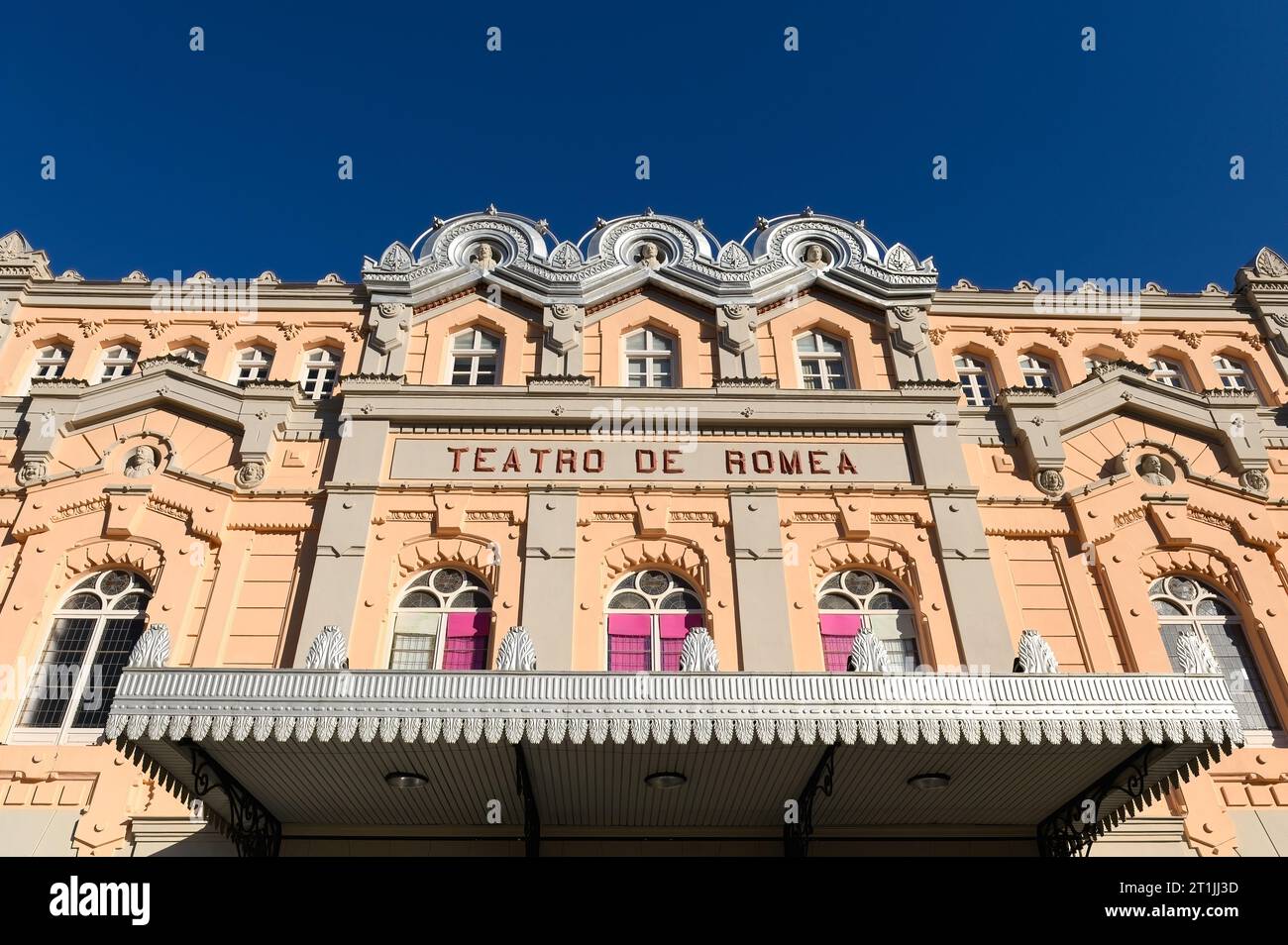Low angle and symmetric view. Architectural feature in the facade or ...