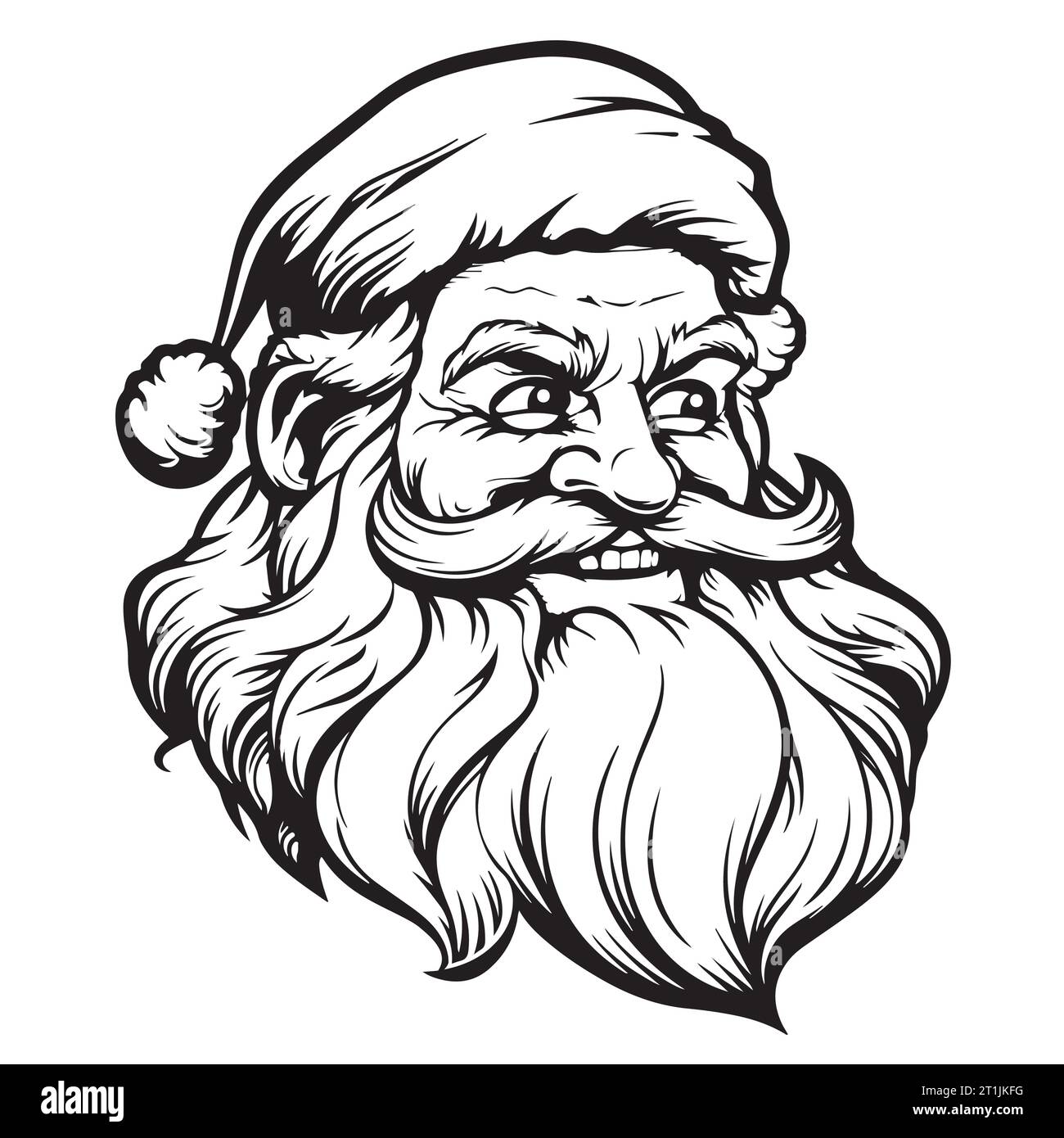 Santa Claus smiling hand drawn sketch New Year illustration Symbols and ...
