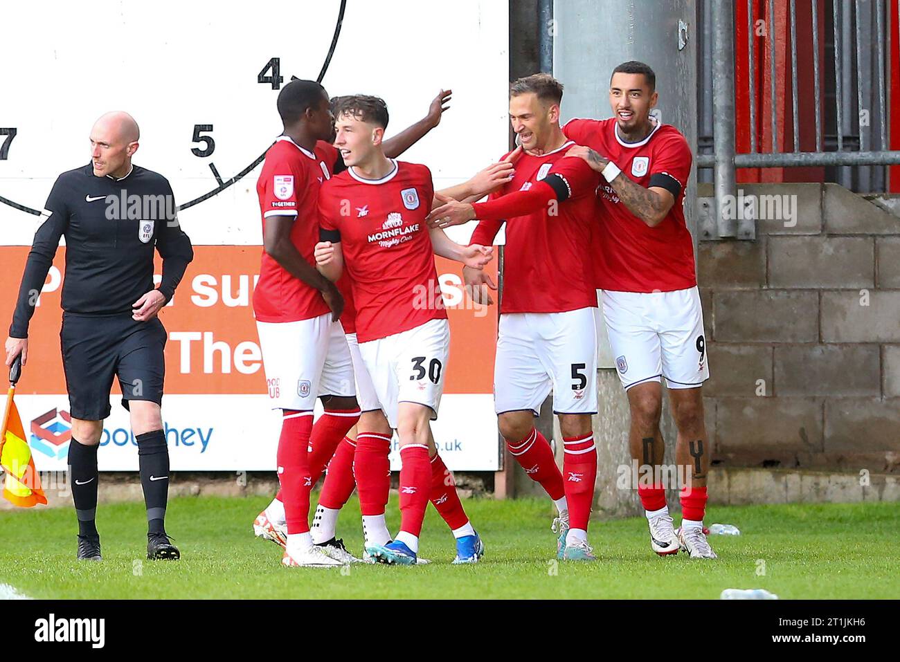 Crewe, UK. 14th Oct, 2023. Mickey Demetriou of Crewe Alexandra (5 ...