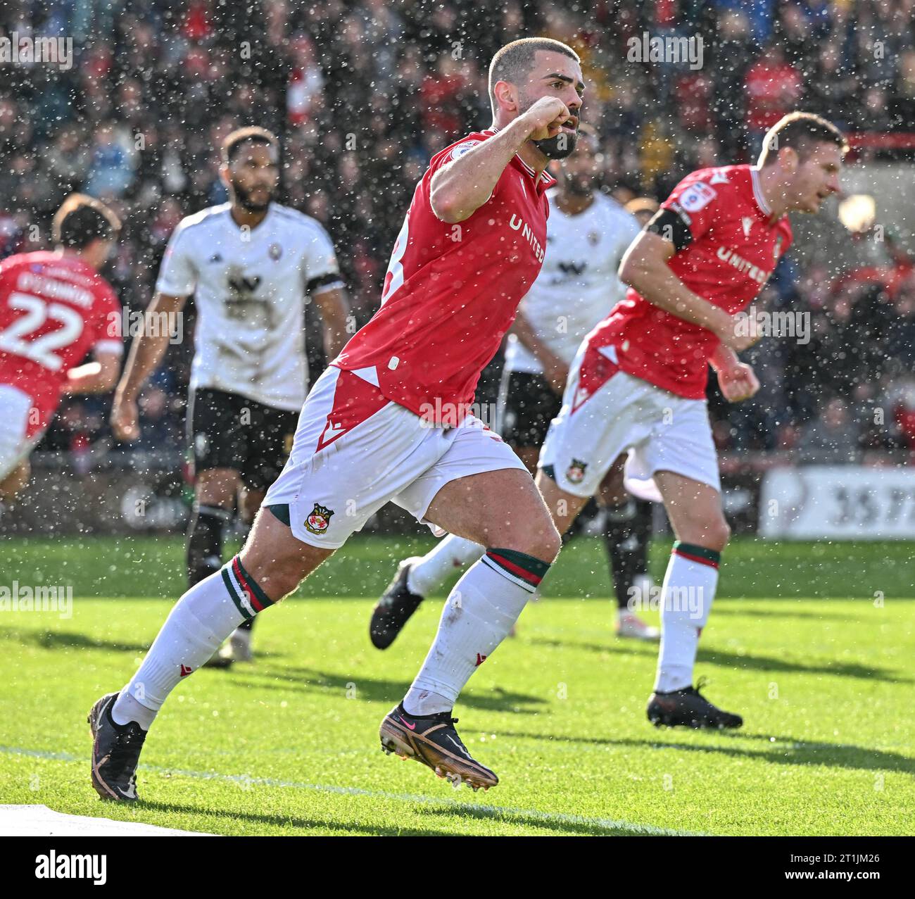 Wrexham, UK. 14th Oct, 2023. Elliot Lee 38# of Wrexham Association ...