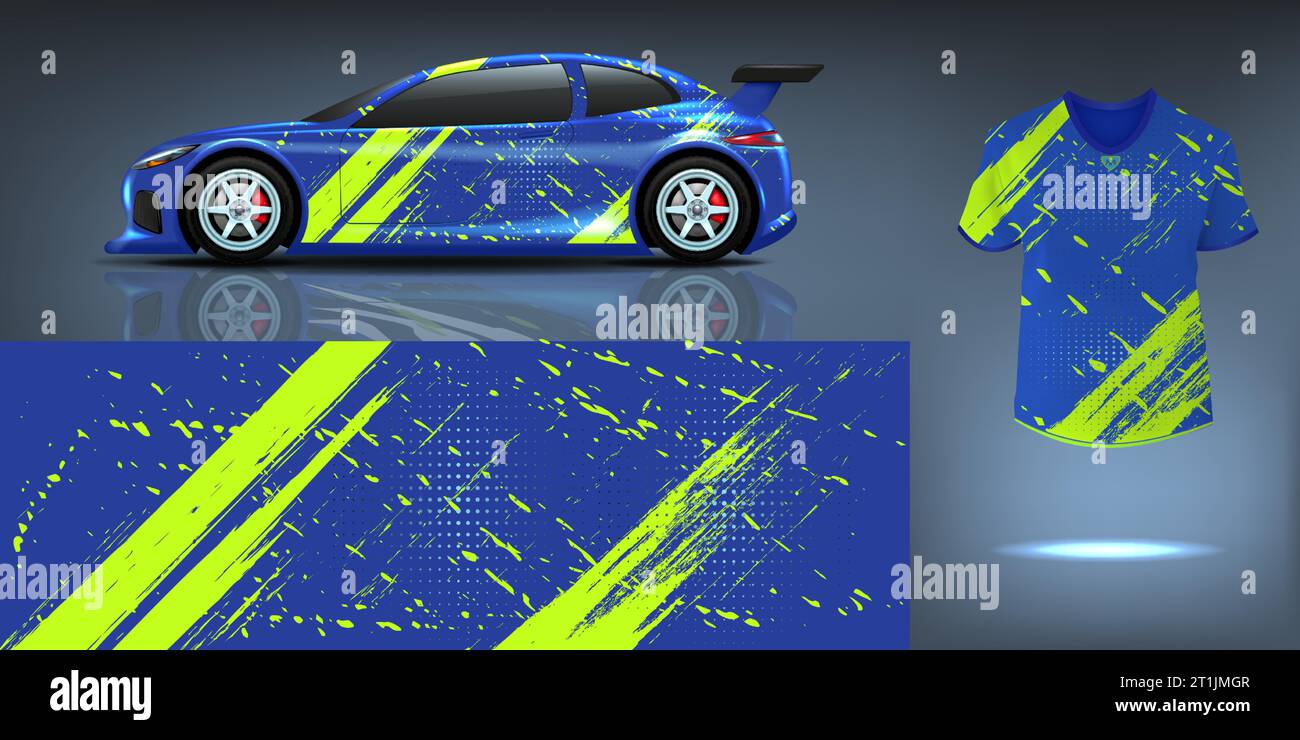 Race design. Sport vehicle. Print pattern. Auto mockup with flames. T ...
