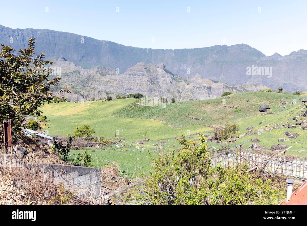 View of cirque landscape in La Reunion, France Stock Photo - Alamy