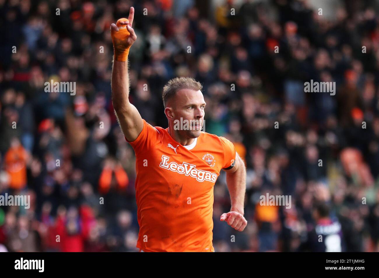 Blackpool’s Jordan Rhodes celebrates scoring their side's first goal of ...